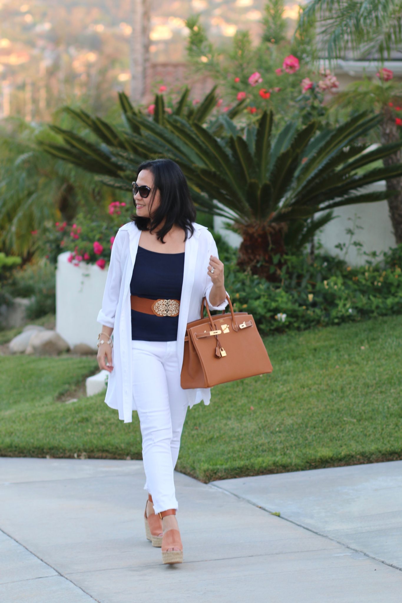 White, Blue, and Tan Outfit - My life and My style